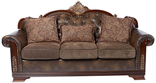 Homelegance 9815-3 Croydon Traditional Two-Tone Sofa, 86"W, Brown PU Leather