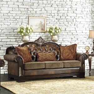 Homelegance 9815-3 Croydon Traditional Two-Tone Sofa, 86"W, Brown PU Leather