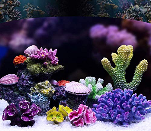 Danmu 1pc of Polyresin Coral Reef Ornaments, Aquarium Coral Decor 2.75" x 2.36" x 1.96" for Fish Tank Aquarium Decoration