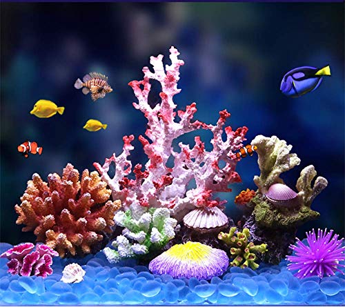 Danmu 1pc of Polyresin Coral Reef Ornaments, Aquarium Coral Decor 2.75" x 2.36" x 1.96" for Fish Tank Aquarium Decoration