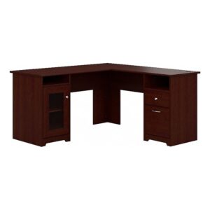 Scranton & Co 60" Transitional Engineered Wood L-Computer Desk in Harvest Cherry