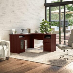 Scranton & Co 60" Transitional Engineered Wood L-Computer Desk in Harvest Cherry