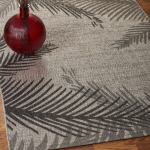 LR Home Captiva Shaded Palms Indoor/Outdoor Area Rug, 5' x 7', Beige/Black