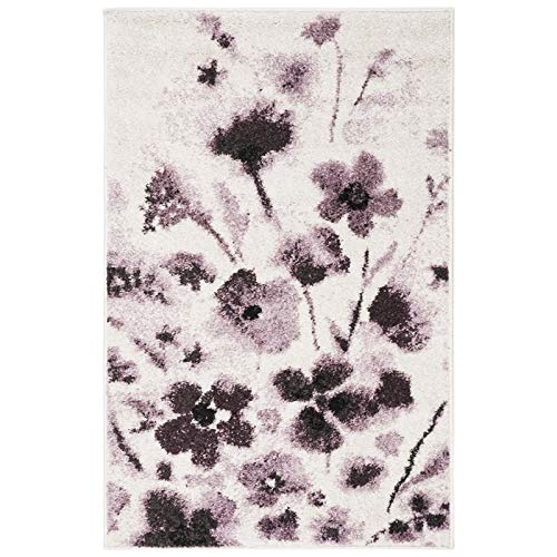 SAFAVIEH Adirondack Collection Accent Rug - 2'6" x 4', Ivory & Purple, Floral Watercolor Design, Non-Shedding & Easy Care, Ideal for High Traffic Areas in Entryway, Living Room, Bedroom (ADR127L)