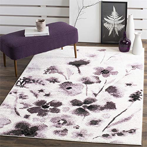 SAFAVIEH Adirondack Collection Accent Rug - 2'6" x 4', Ivory & Purple, Floral Watercolor Design, Non-Shedding & Easy Care, Ideal for High Traffic Areas in Entryway, Living Room, Bedroom (ADR127L)