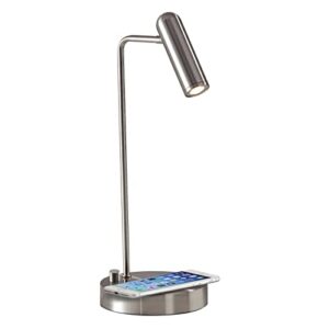 adesso 3162-22 kaye led desk lamp wireless charging, 7w led, 5w qi, usb port, indoor lighting lamps