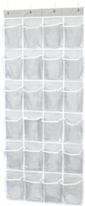 simple houseware 24 pockets large clear pockets over the door hanging shoe organizer, gray (56" x 22.5")