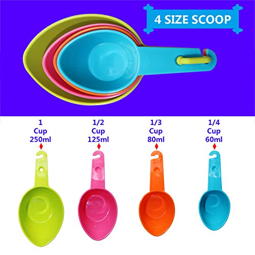 Rypet Dog Food Scoop Set of 4 - Plastic Measuring Cups for Dog, Cat and Bird Food (Random Color)