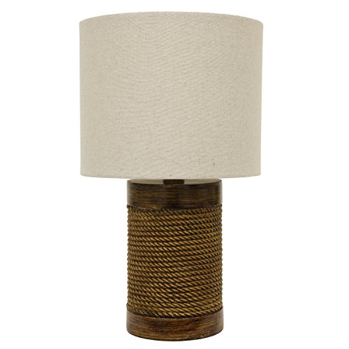 Decor Therapy TL15455 Cali Rope Wrapped Polyresin Accent Lamp, Natural, Faux Wood