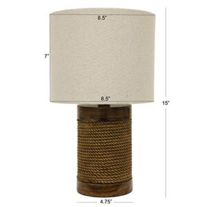 Decor Therapy TL15455 Cali Rope Wrapped Polyresin Accent Lamp, Natural, Faux Wood