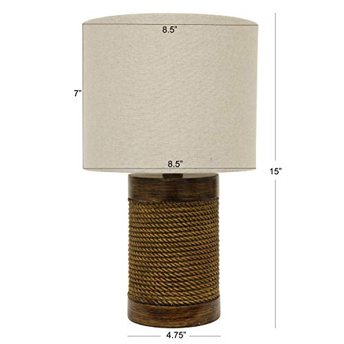 Decor Therapy TL15455 Cali Rope Wrapped Polyresin Accent Lamp, Natural, Faux Wood