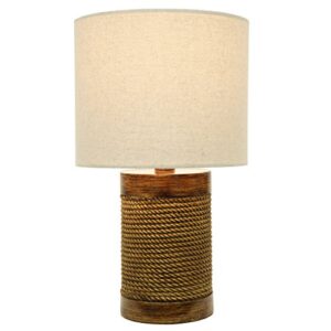 Decor Therapy TL15455 Cali Rope Wrapped Polyresin Accent Lamp, Natural, Faux Wood