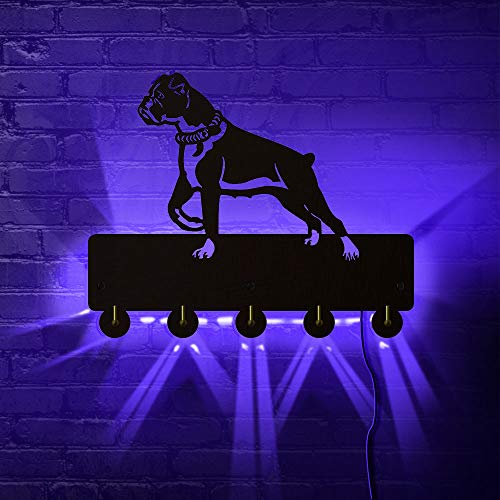 The Geeky Days Lovely Boxer Dog Design Bathroom Living Room Decor Wall Hook with LED Backlight Animals Coat Bags Clothes Coat Hook Keys Holder Towel Hook Dog Lover Gift