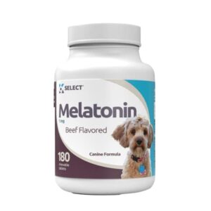 k9 select melatonin for small dogs, 1mg - 180 beef flavored tablets - canine sleep aid