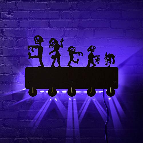 The Geeky Days Horror Zombies Attack Design Household Decor Coat Hat Bag Hanger Key Holder Towel Wall Hook with LED Backlight We ate Your Stick Bedroom Decor Gift