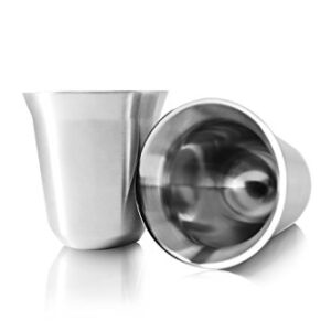 tombert 80mL (2.7 Ounce) Stainless Steel Espresso Cups Double Wall Vacuum Insulated - Set Of 2 Demitasse Cups