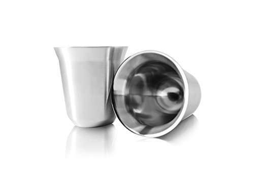 tombert 80mL (2.7 Ounce) Stainless Steel Espresso Cups Double Wall Vacuum Insulated - Set Of 2 Demitasse Cups