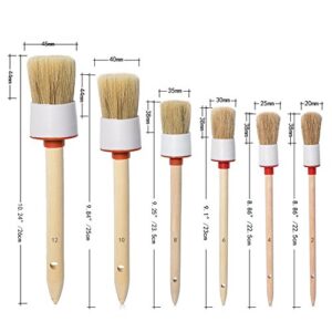 URlighting Car Detailing Brush, 6Pcs Auto Detail Boar Hair Brush Set with Wood Handle for Cleaning Wheels, Dashboard, Interior, Exterior, Leather, Air Vents, Emblems