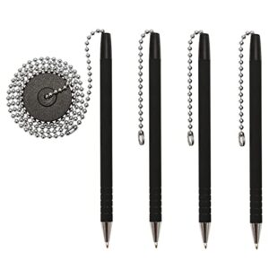 secure pen with chain and office pen holder adhesive, reception counter pen with 26" ball pen chain, 4 pens with chain attached per pack, rubber grip, black ink, easily refillable