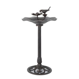 christopher knight home lancaster outdoor aluminum top bird bath with iron base, bronze