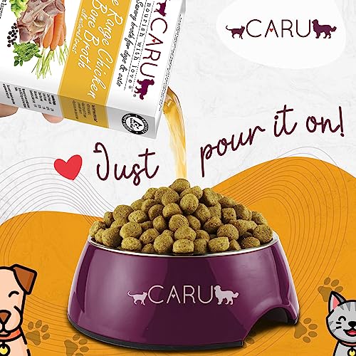 Caru Free Range Chicken Bone Broth For Dogs And Cats, Moistens Dry Food Or Pour Over Freeze Dried Raw Food, Grain And Gluten Free, Non-Gmo Ingredients (1.1 Lbs)