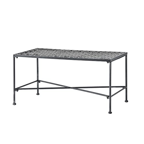 Christopher Knight Home Petra Iron Coffee Table, Black Brush Silver