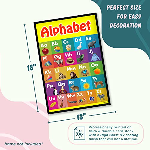 L&O Goods 10-Pack Large Educational Posters for Preschoolers, Toddlers, Kids, Kindergarten Classrooms | Fun Early Learning for Alphabet Letters, Numbers, Shapes, Colors, Seasons, Emotions, Days, Months, & More