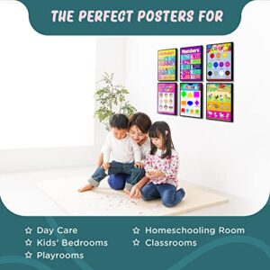 L&O Goods 10-Pack Large Educational Posters for Preschoolers, Toddlers, Kids, Kindergarten Classrooms | Fun Early Learning for Alphabet Letters, Numbers, Shapes, Colors, Seasons, Emotions, Days, Months, & More