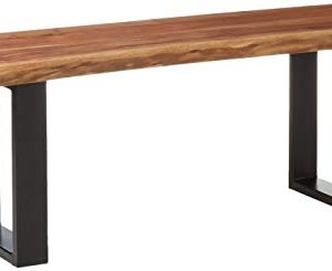 Alaterre Furniture Alpine Live Edge Solid Wood 48 inch Bench with Metal Legs, Natural