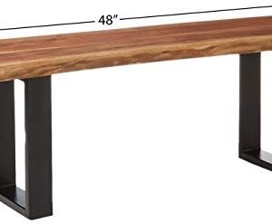 Alaterre Furniture Alpine Live Edge Solid Wood 48 inch Bench with Metal Legs, Natural