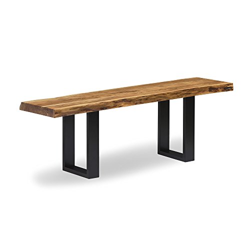 Alaterre Furniture Alpine Live Edge Solid Wood 48 inch Bench with Metal Legs, Natural