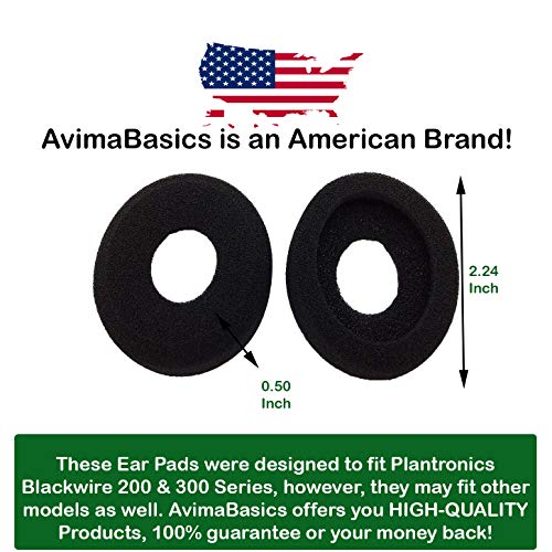 88225-01 Spare Ear Pads by AvimaBasics | Premium Foam Earpads Cushion Compatible with Plantronics Blackwire C210, C220, C310, C310M, C320, C320M, C315, C325, C200's & C300's PC Headsets