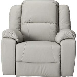 Great Deal Furniture Teresa Classic Tufted Leather Swivel Recliner, Light Grey