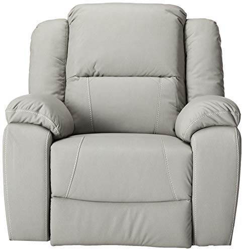 Great Deal Furniture Teresa Classic Tufted Leather Swivel Recliner, Light Grey