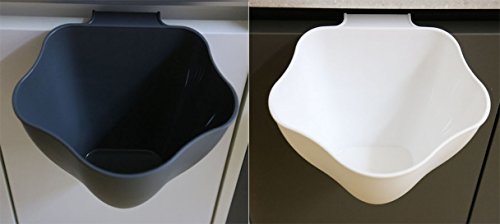 NEED&NEED Kitchen Sink Garbage Basket Multi-Functional Hanging Trash Can Scraps Containers Organizer Countertop Basket Ivory & Black (Pack of 2)