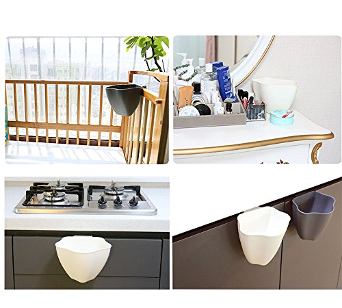 NEED&NEED Kitchen Sink Garbage Basket Multi-Functional Hanging Trash Can Scraps Containers Organizer Countertop Basket Ivory & Black (Pack of 2)