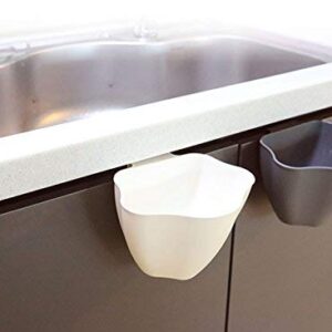 NEED&NEED Kitchen Sink Garbage Basket Multi-Functional Hanging Trash Can Scraps Containers Organizer Countertop Basket Ivory & Black (Pack of 2)