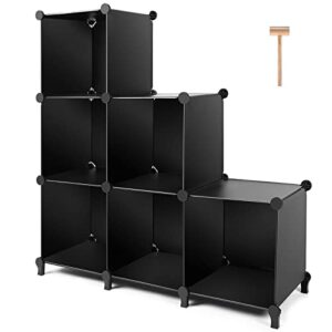 tomcare cube storage 6-cube closet organizer storage shelves cubes organizer diy plastic closet cabinet modular book shelf organizing storage shelving for bedroom living room office, black