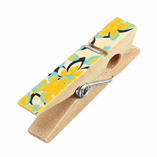 AKOAK 50 Pcs/Pack 3.5cm Colorful Design Cute Painted Wood Clips Mini Craft Pegs Cloth Photo Hanging Spring Clips Pinch