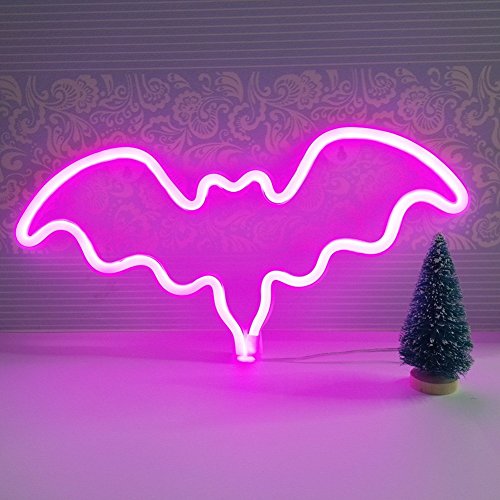 Neon Light,LED Bat Sign Shaped Decor Light,Wall Decor for Christmas,Birthday party,Kids Room, Living Room, Wedding Party Decor(Pink)