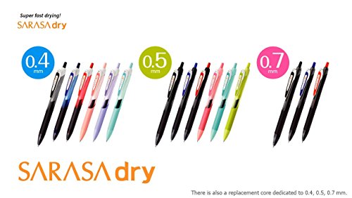 Zebra Sarasa Dry 0.5 Retractable Gel Ink Pen for left-handed, Rubber Grip, 0.5 mm, 3 Body Color Black Ink, Sticky Notes Value Set