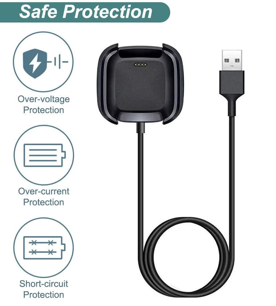 Kissmart Charger for Fitbit Versa 1/Versa Lite/Versa SE, Replacement Charging Dock Cable Cord for Versa, Versa Lite Smart Watch (3.3ft/1m)