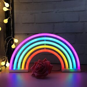 qiaofei cute rainbow light signs for kids gift's gift led rainbow neon signs rainbow lamp for wall decor bedroom decorations home accessories party holiday battery or usb operated table night lights