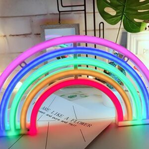 QiaoFei Cute Rainbow Light Signs for Kids Gift's Gift LED Rainbow Neon Signs Rainbow Lamp for Wall Decor Bedroom Decorations Home Accessories Party Holiday Battery or USB Operated Table Night Lights