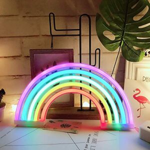 QiaoFei Cute Rainbow Light Signs for Kids Gift's Gift LED Rainbow Neon Signs Rainbow Lamp for Wall Decor Bedroom Decorations Home Accessories Party Holiday Battery or USB Operated Table Night Lights