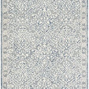 Safavieh Micro-Loop Collection Accent Rug - 2'6" x 4', Blue & Ivory, Handmade French Country Wool, Ideal for High Traffic Areas in Entryway, Living Room, Bedroom (MLP510M)