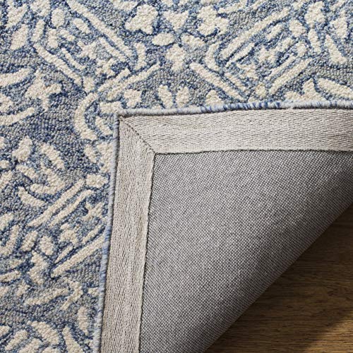 Safavieh Micro-Loop Collection Accent Rug - 2'6" x 4', Blue & Ivory, Handmade French Country Wool, Ideal for High Traffic Areas in Entryway, Living Room, Bedroom (MLP510M)