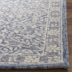 Safavieh Micro-Loop Collection Accent Rug - 2'6" x 4', Blue & Ivory, Handmade French Country Wool, Ideal for High Traffic Areas in Entryway, Living Room, Bedroom (MLP510M)