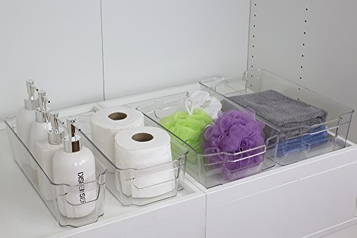 Home Basics Clear Acrylic Food Storage Container Bin for Fridge Freezer or Pantry, Stackable with Handles. Organize Fruit, Vegetables, Yogurt, Snacks, Pasta, Extra Large, 8” x 14"