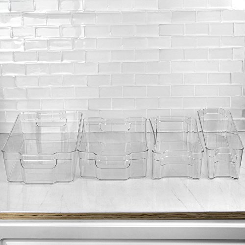 Home Basics Clear Acrylic Food Storage Container Bin for Fridge Freezer or Pantry, Stackable with Handles. Organize Fruit, Vegetables, Yogurt, Snacks, Pasta, Extra Large, 8” x 14"